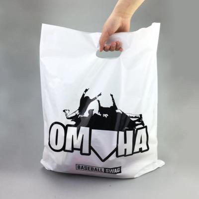 China 12x17 White Black Die-cut handle mailing bag, Plastic carry Bags, Gift Bags, Glossy Bags, , Bags with your own logo for sale