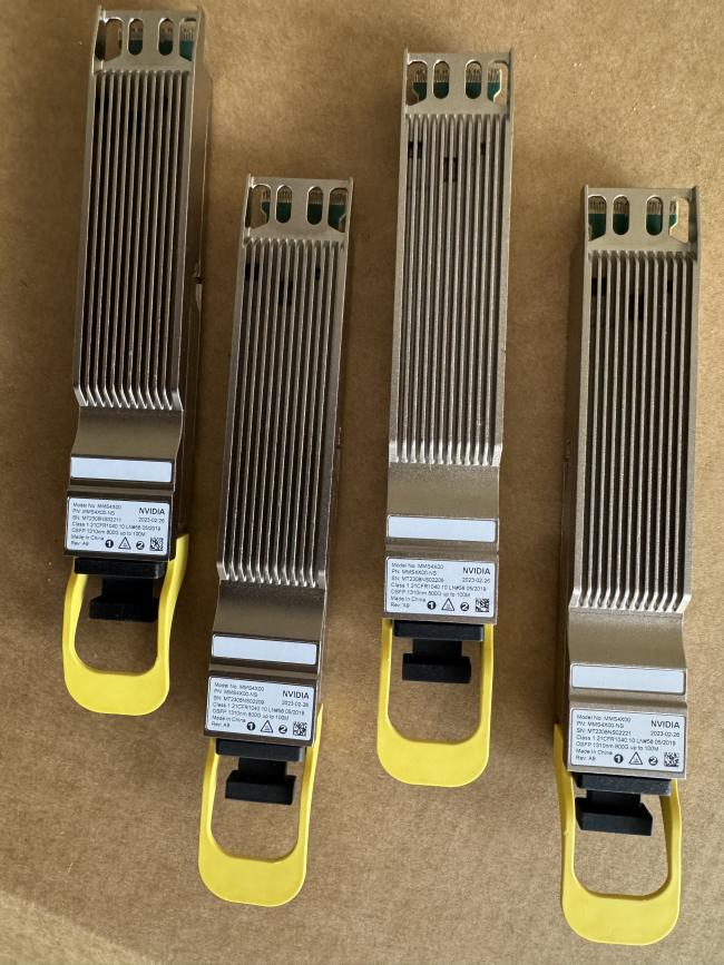 NVIDIA MMS4X00-NS Twin-port OSFP transceiver front view