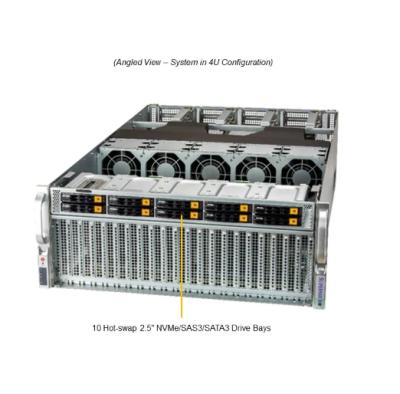 China Supermicro AS-4124GQ-TNMI 4U GPU-Server mit 10 Hot-Swap NVMe/SAS/SATA-Laufwerksschächten und 4x 3000W Titanium-Netzteilen für High Performance Computing zu verkaufen