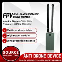 Quality 700-1000MHz Dual Band Handheld Drone Jammer with 30W+30W Output Power and for sale