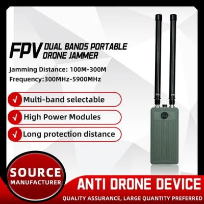 China 700-1000MHz Dual Band Handheld Drone Jammer with 30W+30W Output Power and 32000mAh Battery Capacity for sale
