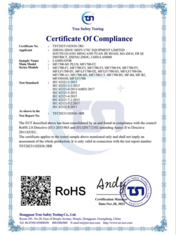 RoHS - ZHENGZHOU MEFU CNC EQUIPMENT LIMITED