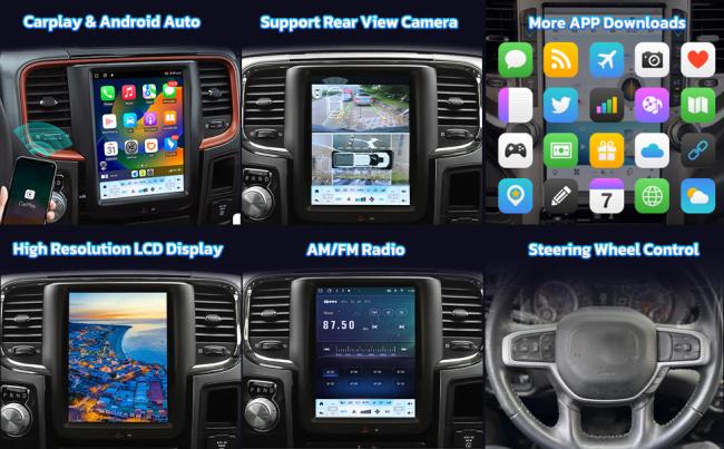 carplay bluetooth 5.0 rear camera HD resolution touch screen