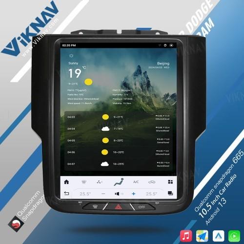 Quality VIKNAV 10.5 Inch Touch Screen 8 Core Android Car Radio For Dodge Ram 1500 2013 for sale