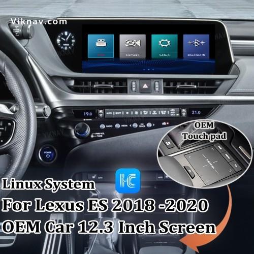 Quality Viknav Fit For Original Car 12.3 Inch Screen Linux System For Lexus ES 2018 2019 2020 Wireless Apple CarPlay Android Aut for sale