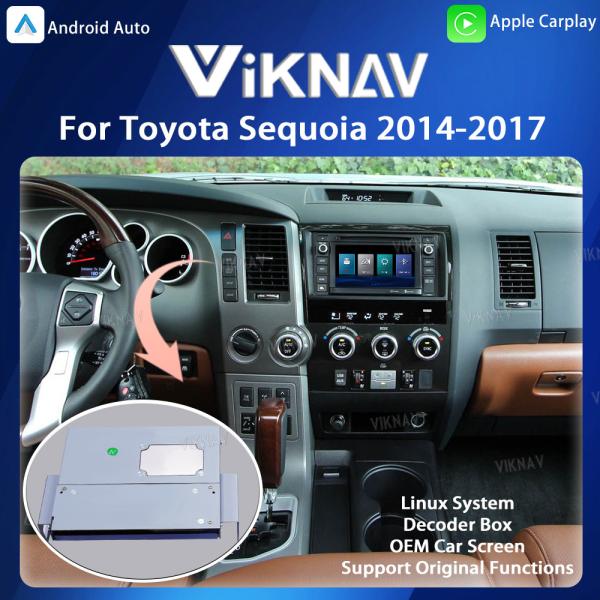 Quality Viknav Linux System Decoder Box Apple Android Wireless Auto CarPlay For Toyota Sequoia 2014-2017 for sale