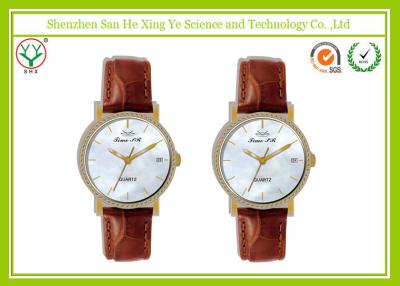 Cina Quarzo di lusso Movt del Giappone dell'orologio degli uomini della gelatina del diamante con la cinghia di Brown in vendita
