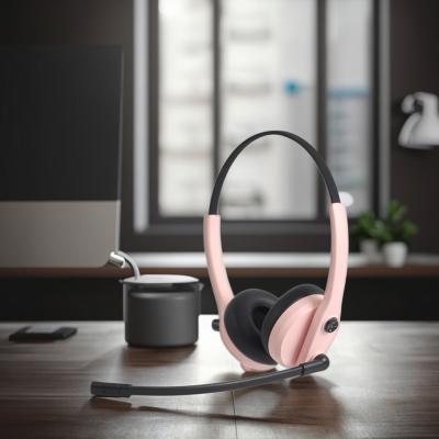 China Dual-Mic ENC Wired Headset for Call Centers - PC/Telephone/Mobile Ready, Rotatable Boom, Adjustable Earcups, CE Approved for sale