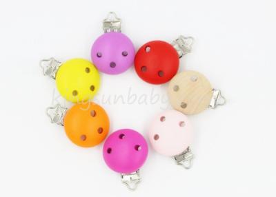 China Beaded Pacifier Holder For Babies Start Teething , Wooden Pacifier Clip With Cardboard Box for sale