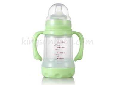China 240ML Wide Mouth Glass Baby Feeding Bottle Explosion-proof With PP Protective Cover for sale