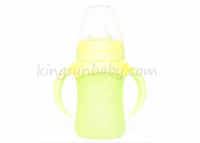 China Heat Sensitive Glass Feeding Bottle Wide Neck With Silicone Coating for sale