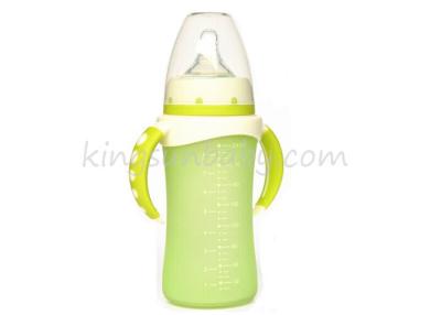 China 240ml Glass Baby Milk Bottle Temperature Change With Silicone Coating for sale