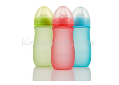 China Temperature Sensitive Glass Baby Bottle With Silicone Coating Without Handles for sale