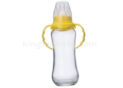China Arc Shaped Glass Baby Bottles For Newborns 8 OZ Standard Neck OEM / ODM Design for sale