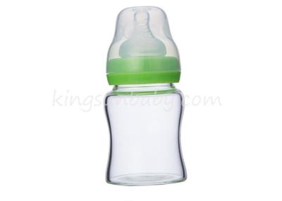 China Wide Neck Glass Baby Feeding Bottle With Silicone Nipple, 5 Ounce Heat Resistant for sale