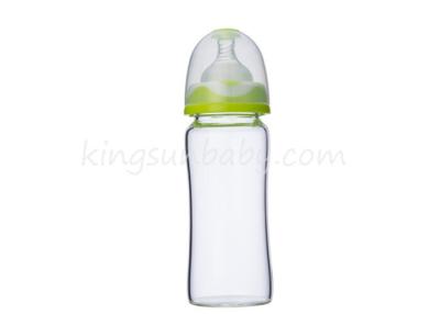 China Glass Bottles For Newborns 260ml Wide Neck , Baby Breastfeeding Bottles Crystal Material for sale