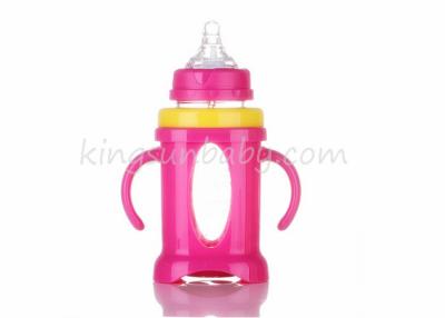 China Different Sizes Glass Baby Bottles Anti Falling Wide Neck With PP Protective Cover for sale