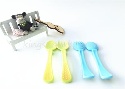 China 2pcs Double Color Plastic Baby Spoon And Fork Set Food Grade Non-toxic for sale