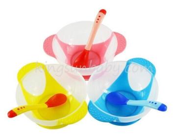 China Plastic Baby Feeding Bowls And Spoons Color Changing No Harmful To Baby Body for sale