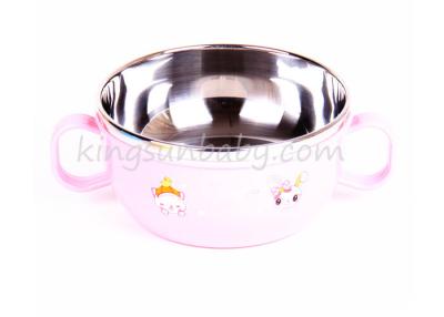China Cartoon Pattern Baby Feeding Bowl Stainless Steel Material Feeding After 4 Months Baby for sale