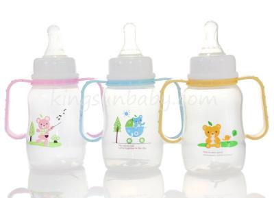 China 125ml Baby Feeding Standard Neck Baby Bottles with Handle , Arc Shape Baby Feeder for sale