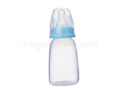 China Square Shape Plastic Baby Feeding Bottle with Silicone Nipple 140ML for sale