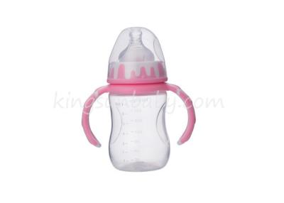 China 210ml Plastic Feeding Milk Bottle For Baby Wide Mouth with Double Colors Handle for sale