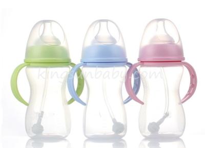 China BPA Free Plastic Baby Milk Feeder  with Handle and Silicone Nipple 10Ounce for sale