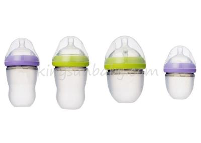 China Food Grade Newborn Silicone Milk Bottle With Super Wide Neck 120ml / 220ml for sale