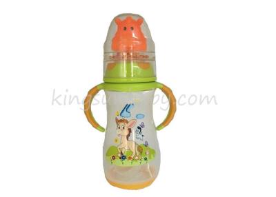 China Rattle Animal Cap  Baby Milk Feeding Bottle , Cheap Plastic Baby Bottles  With Straw for sale