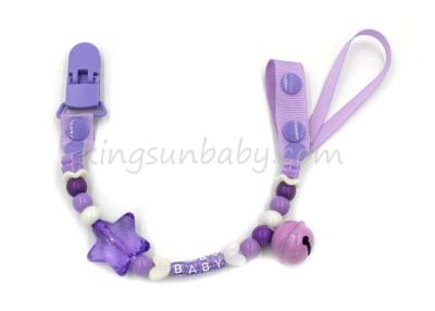 China Dummy Baby Teething Pacifier Chain , Food Grade Silicone Teething Beads Toddler Soother Clip for sale
