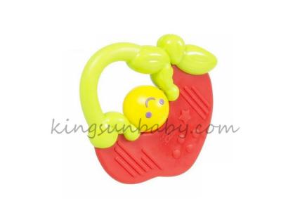 China Infant Fruit Silicone Baby Teether Colorful Baby Teething Rattle Toys for sale
