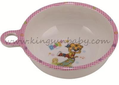 China Round Baby Melamine Soup Bowl Infant Baby Feeding Bowl with Single Handle Durable for sale