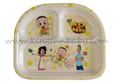 China 3 Compartment Melamine Baby Feeding Plate with Cartoon Printing BPA Free Eco friendly for sale