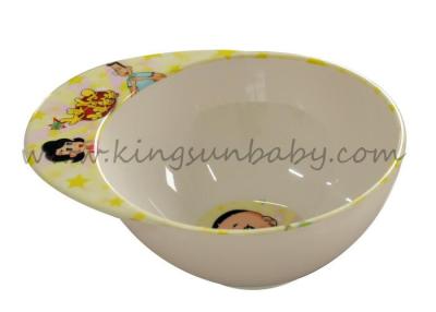 China Round Shape Melamine Baby Feeding Bowl with Single Handle Non toxic for sale