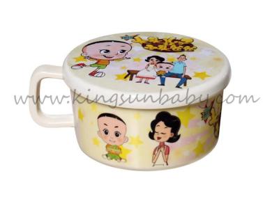 China Cratoon Printing Melamine Baby Dinner Feeding Bowl with Lid BPA Free for sale