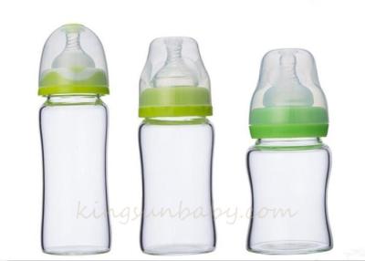 China Natural Glass Bottles For Babies , Baby Glass Bottles With Breast-Shaped Silicone Nipple for sale