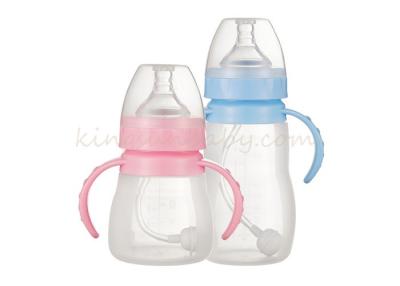 China 240ml Green Wide Neck Silicone Baby Bottle With Handle Soft Anti Scald ROHS for sale