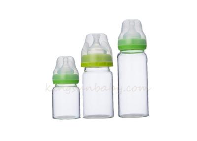China Newborn Glass Baby Bottles With Silicone Nipple , Custom Crystal Glass Baby Bottle for sale