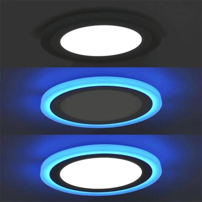Two Color Slim Led Panel Light AC220~240V 6W +3W Round Recessed Down Light
