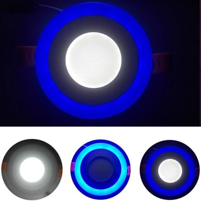 Two Color Slim Led Panel Light AC220~240V 6W +3W Round Recessed Down Light