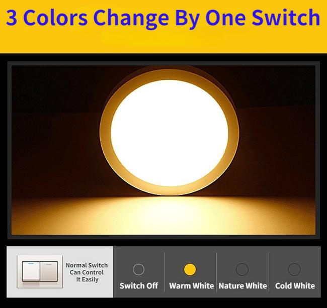 3 Colors Changeable Frame LED Square Panel Light 6W 12W 18W 24W  Wholesale For Office Down Light  85-265Vac