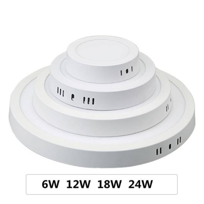 3 Colors Changeable Round Square Surface Mounted Ceiling LED Panel Light 6W 12W 18W 24W By Aluminum Material
