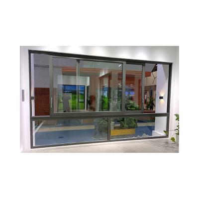 China Quadro preto personalizado Design simples Fenetre Alumínio vidro duplo temperado Janela deslizante alemã à venda