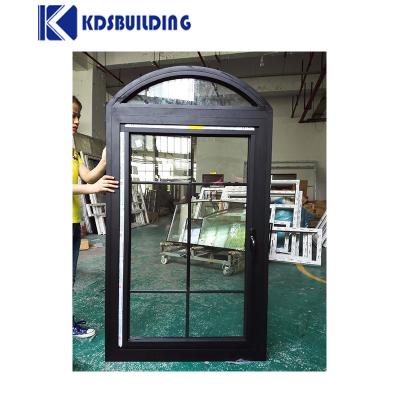 中国 KDSビルディング ダブルテンパードガラスのアルミ窓とドア 半円形とグリッドデザイン 販売のため