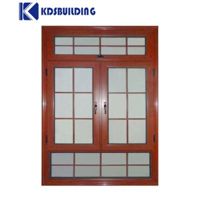 China KDSBuilding Big Size Double Glaze Chain Winder Houten kleur ramen En aluminium deuren Met legering ramen catalogus Te koop