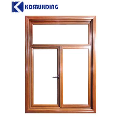China KDSBuilding Big Size Double Glaze Chain Winder Houten kleur ramen En aluminium deuren Met legering ramen catalogus Te koop