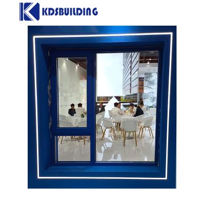 Cina Rottura termica Ultra Slim Doppio Uragano Impatto Vetro In alluminio Cornice Casement Finestra Con Germania Hardware in vendita