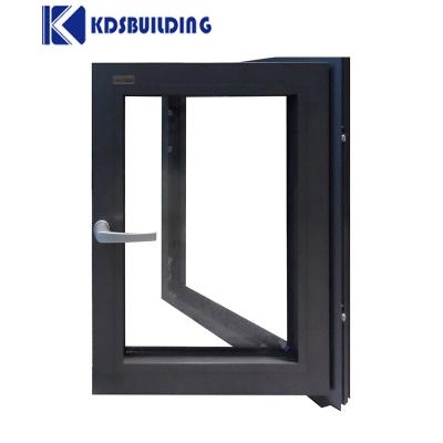Cina Rottura termica Ultra Slim Doppio Uragano Impatto Vetro In alluminio Cornice Casement Finestra Con Germania Hardware in vendita