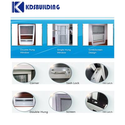 Cina KDSBuilding Vertical Slide Panel Low E Double Glass Single Hang Aluminum Window Frame Design in vendita